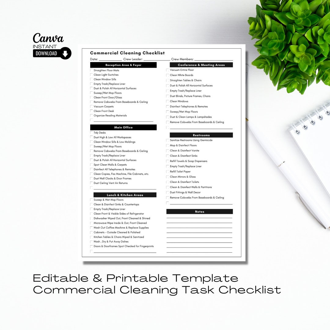 Editable Cleaning Business Checklist: Canva Template (printable) - Etsy