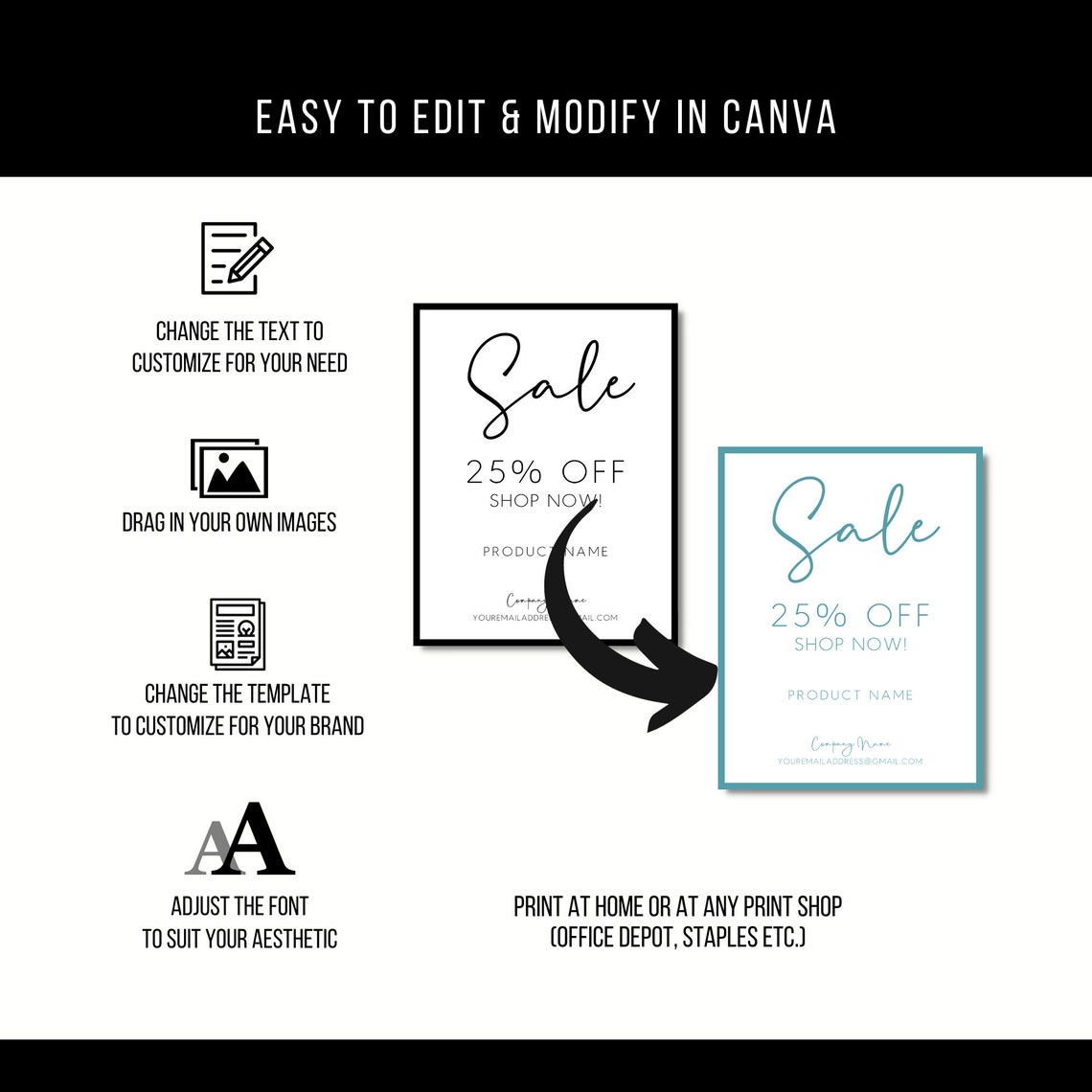 Editable Sale Sign Template, Printable Small Business Sign, Craft ...