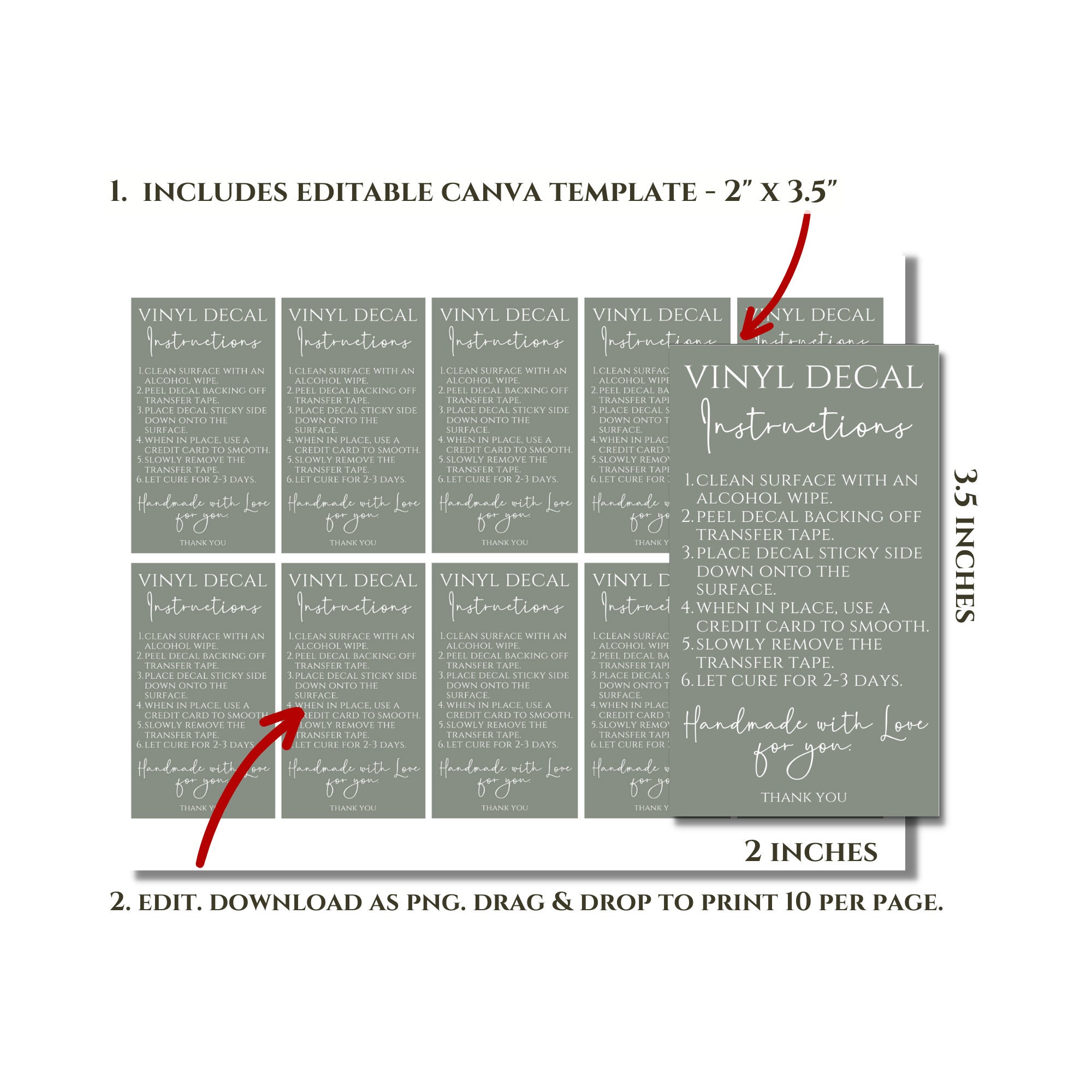 Decal Instructions, Printable Decal Application Instructions, Editable ...