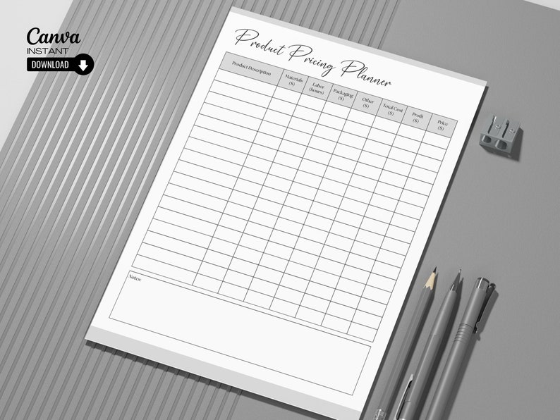 Editable Product Pricing Template Item Pricing Planner - Etsy