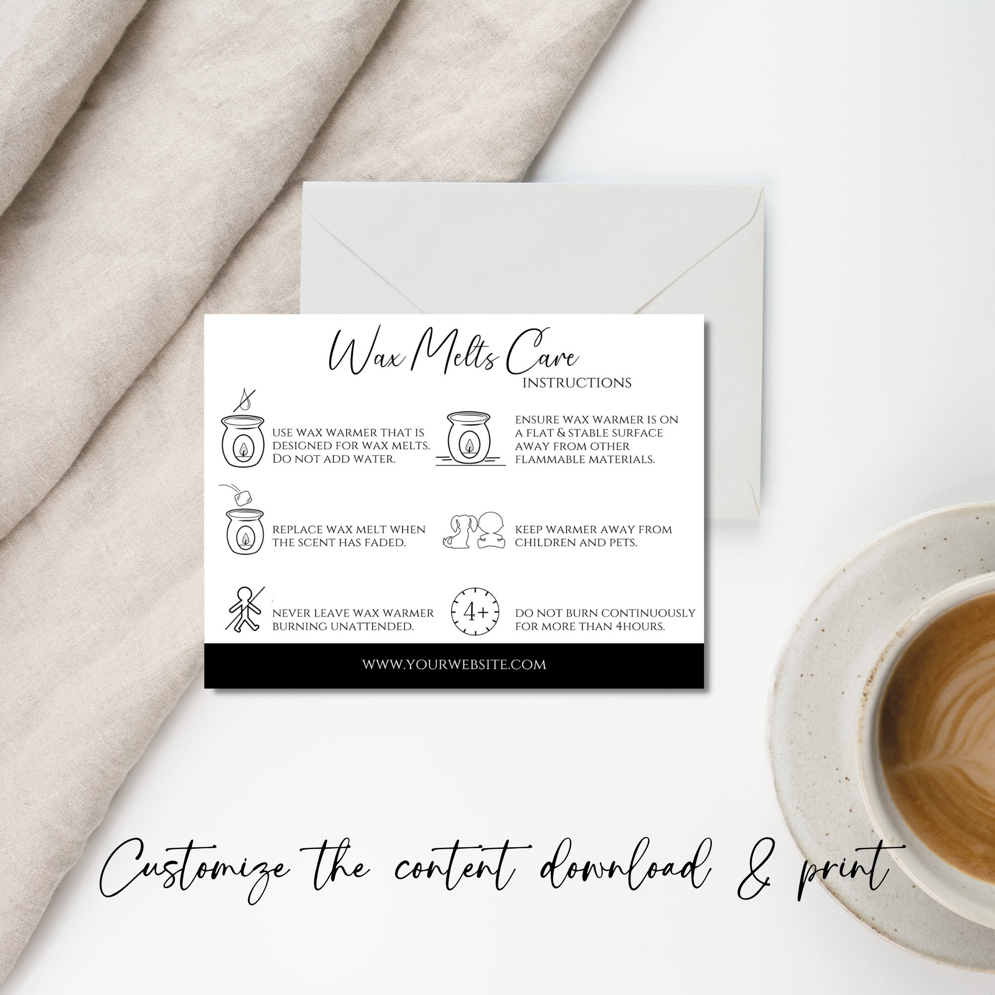 Wax Melt Care Card Template: Editable Instructions, Thank You (canva ...