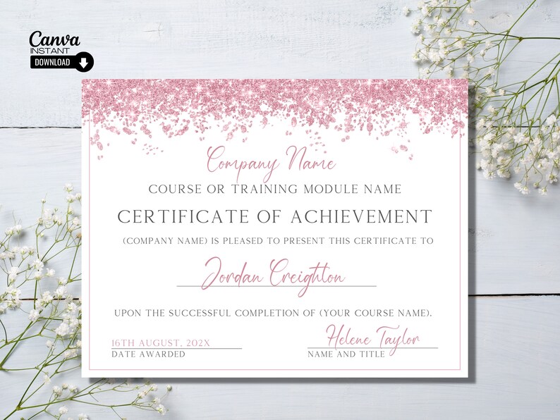 Editable Certificate of Achievement Template, Printable Certificate of ...