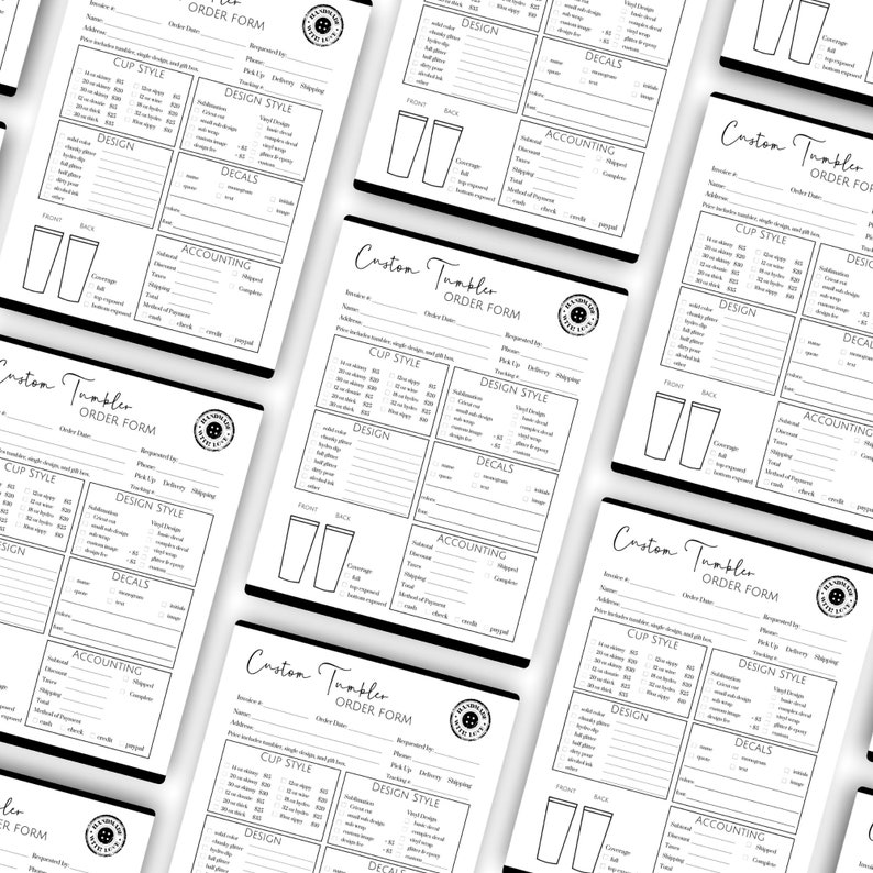 Editable Sublimation Tumbler Order Form Template, Custom Tumbler Form ...