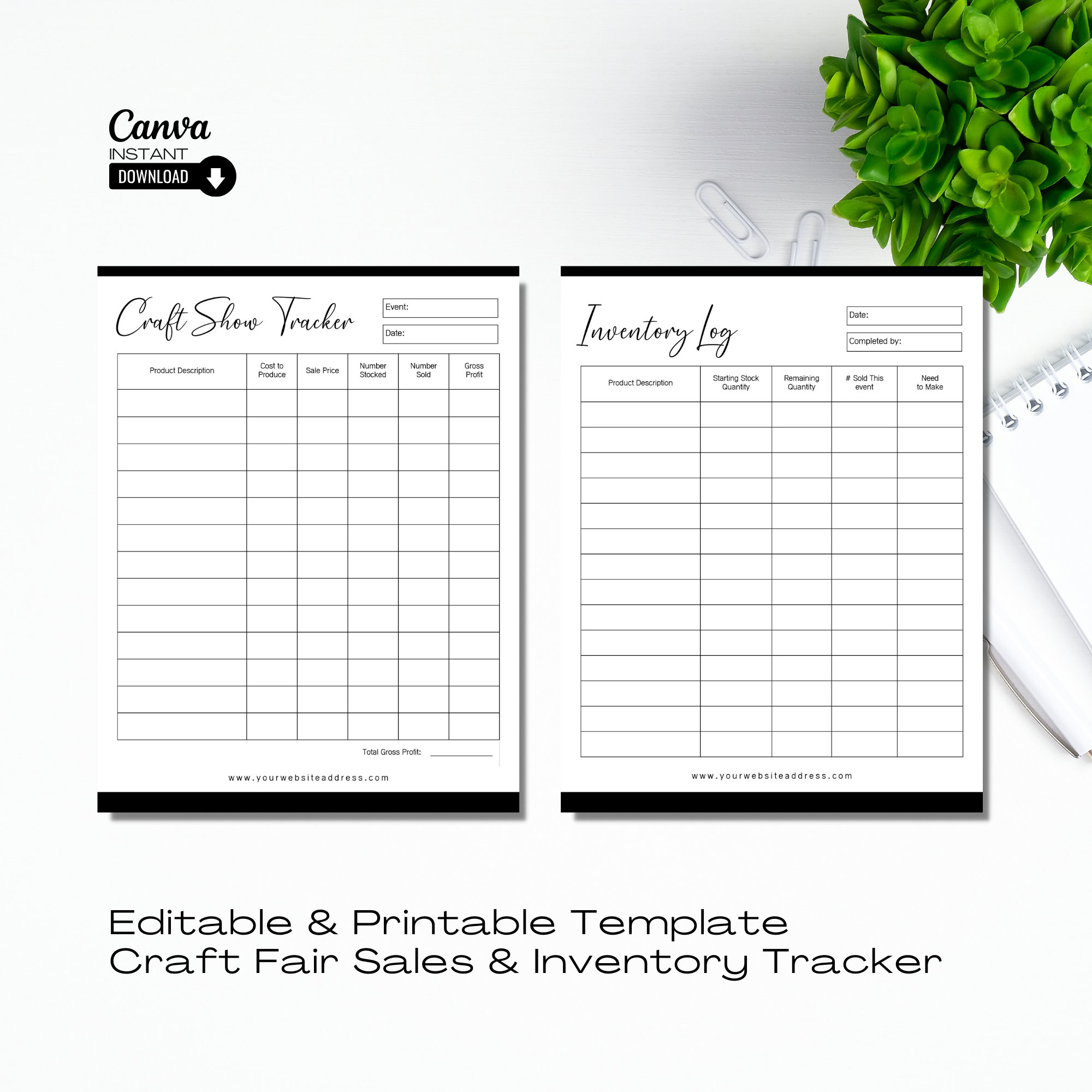 Editable Craft Show Inventory Trackertemplate, Product Inventory Log ...