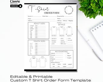 Editable and Printable T-shirt and Hoodie Order Form Template ...