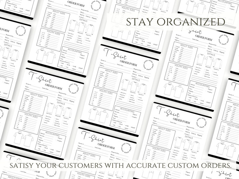 Editable T-shirt Custom Order Form Printable Apparel Order - Etsy
