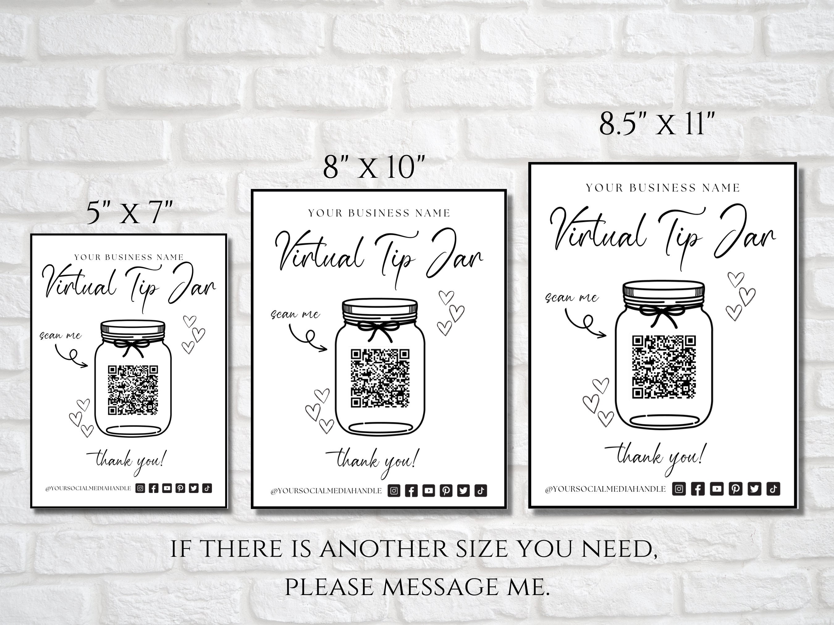 Editable Virtual Tip Jar Sign Template Tip Jar QR Code Sign - Etsy
