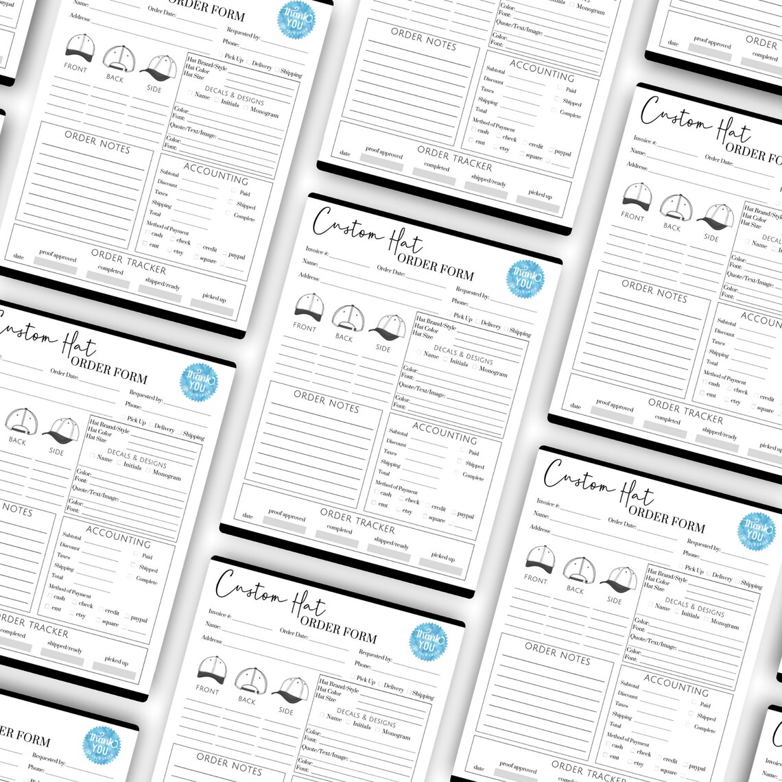 Editable Hat Order Form, Printable Order Form, Hat Order Form Template ...