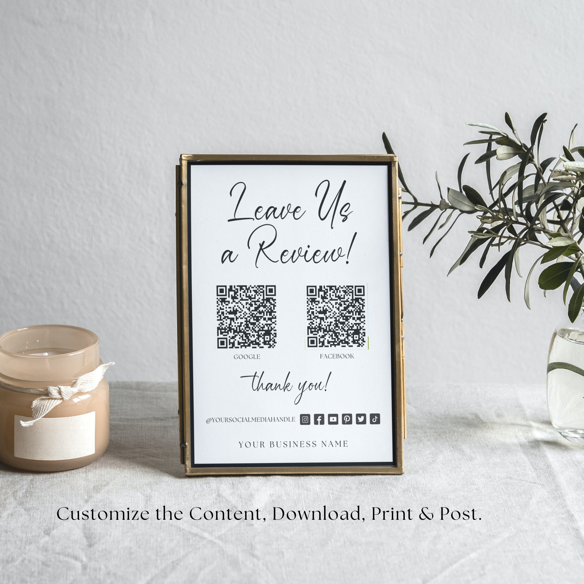 Editable Leave a Review Sign Template, Ask for Review QR Code Sign ...
