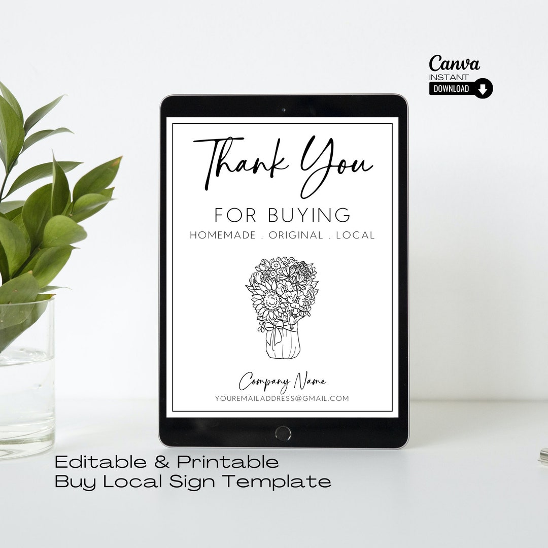 Editable Buy Local Sign Template, Printable Farmers Market Sign, Small ...