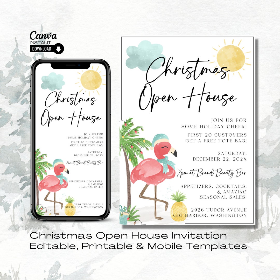 Editable Christmas Open House Invitation Template Printable - Etsy