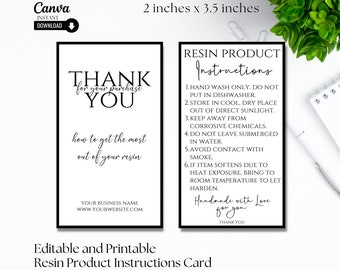 Resin Care Card , Printable Resin Care Card ,printable Resin Care ...