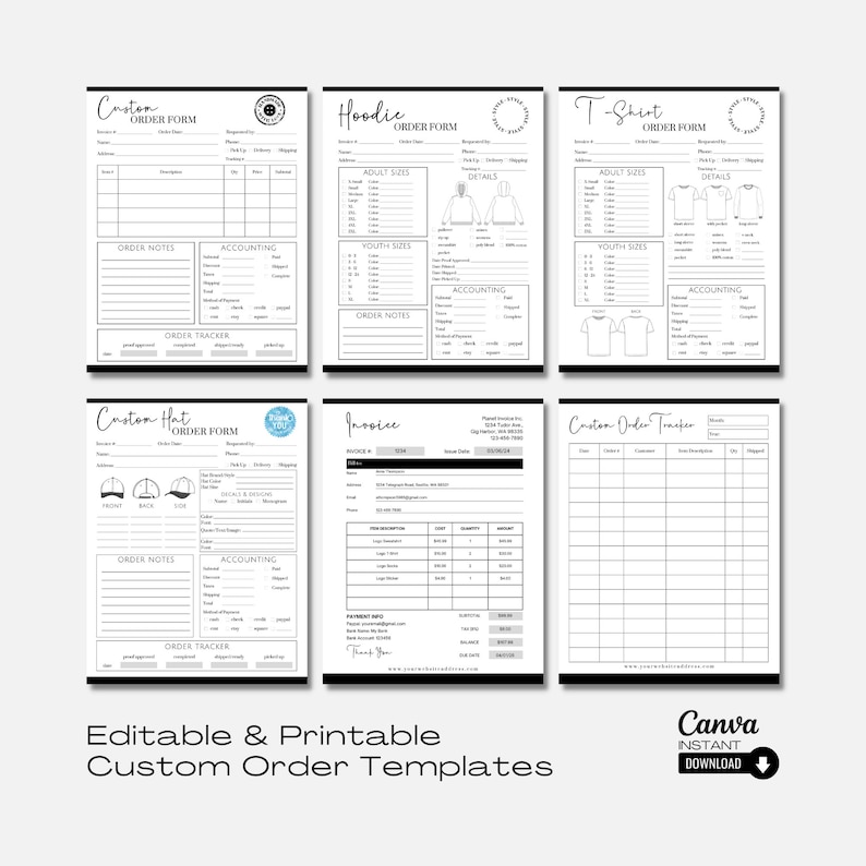 Editable Custom Order Form Bundle, Printable Order Forms, Order Form ...