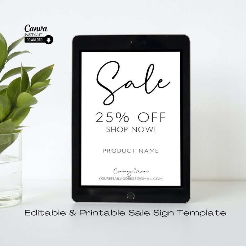 Editable Sale Sign Template, Printable Small Business Sign, Craft ...