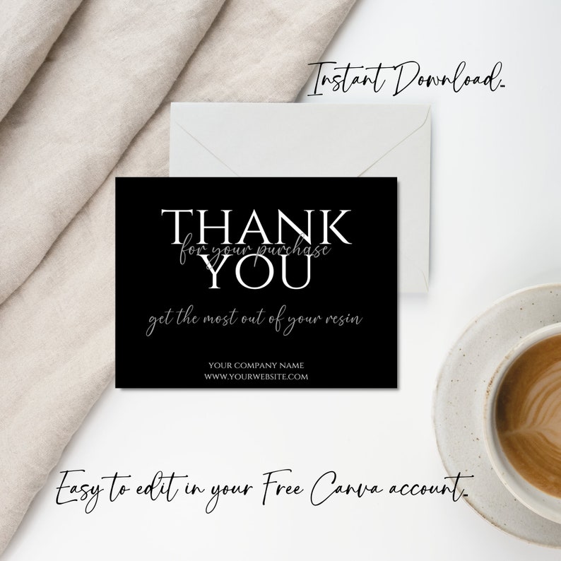 Resin Care Card and Thank You Card Template, Editable Care Instructions ...