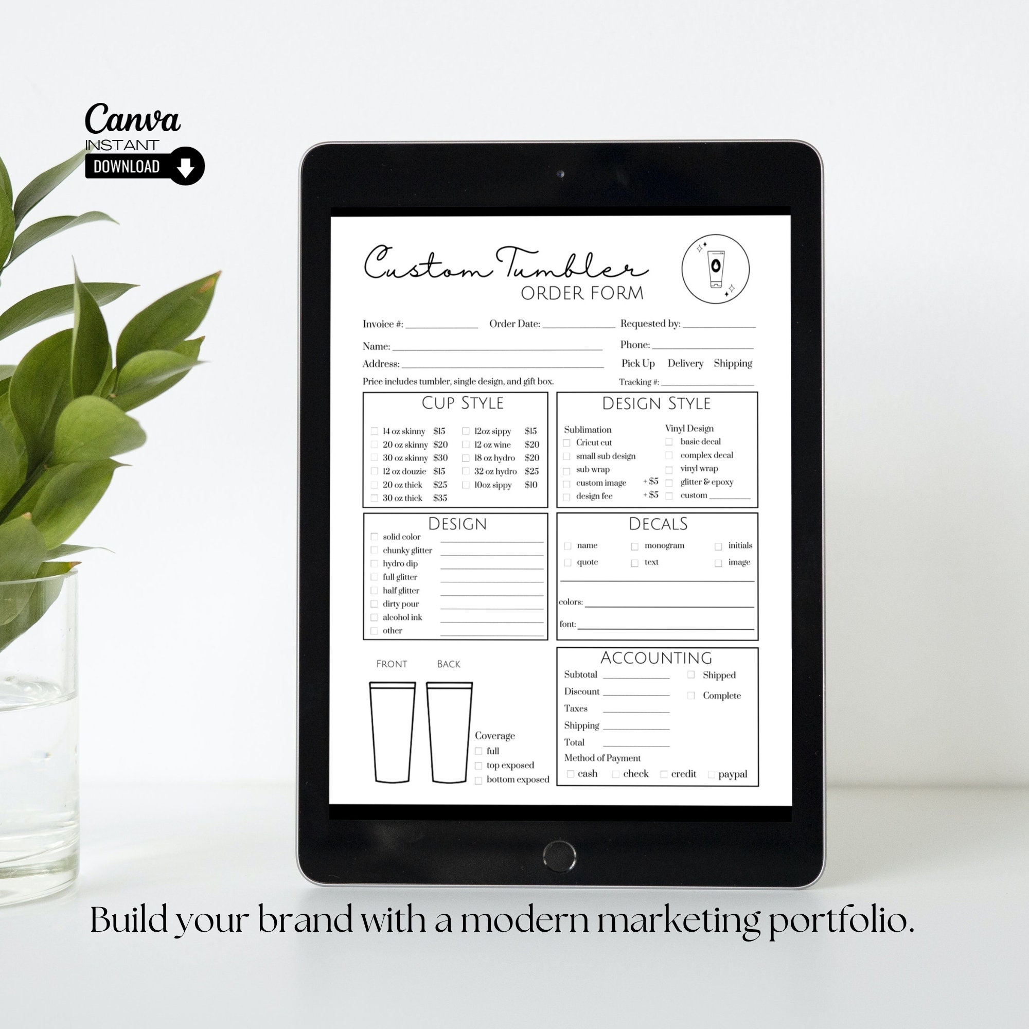 Editable Sublimation Tumbler Order Form Template (instant Download) - Etsy