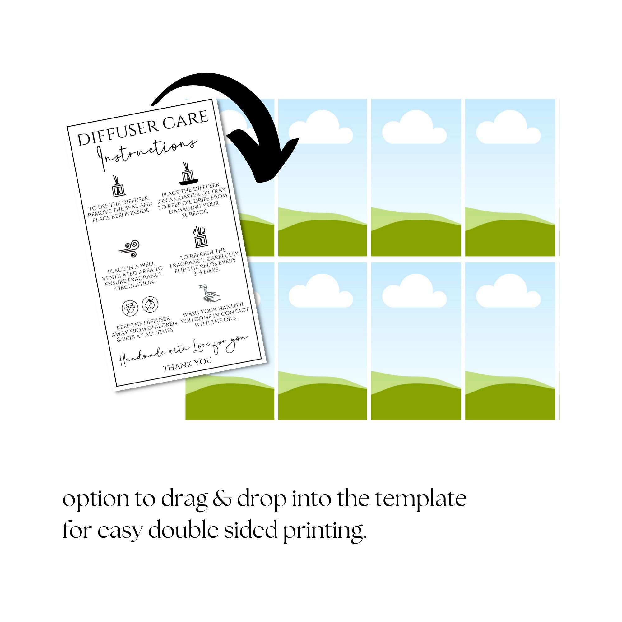 Reed Diffuser Care Card Template: Printable Packaging Insert (canva ...