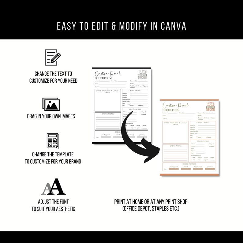 Editable Decal Order Form Template, Custom Decal Form, Printable Vinyl ...