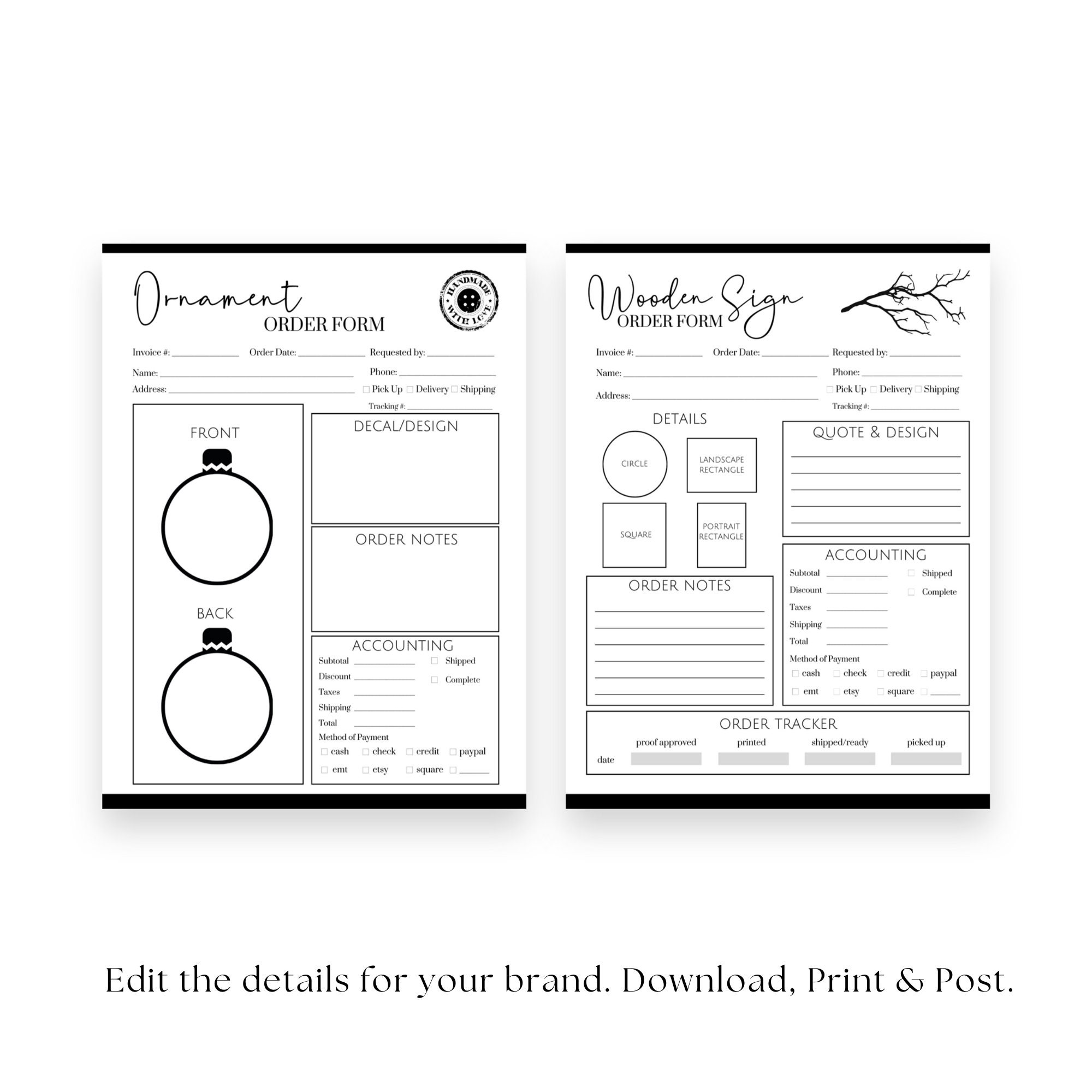Editable Custom Order Form Bundle: Small Business Templates (canva) - Etsy