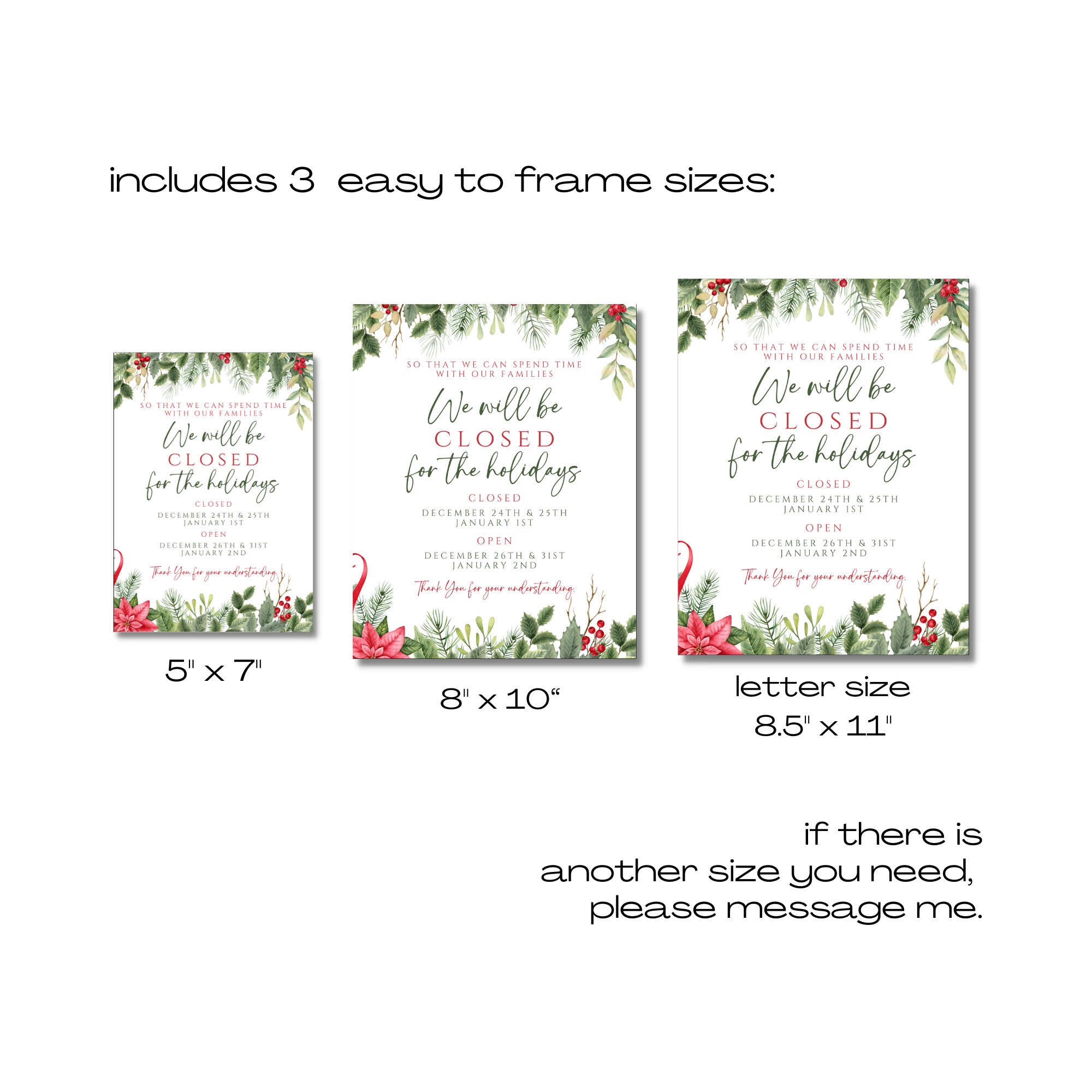 Editable Christmas Store Hours Sign: Holiday Business Template (digital ...