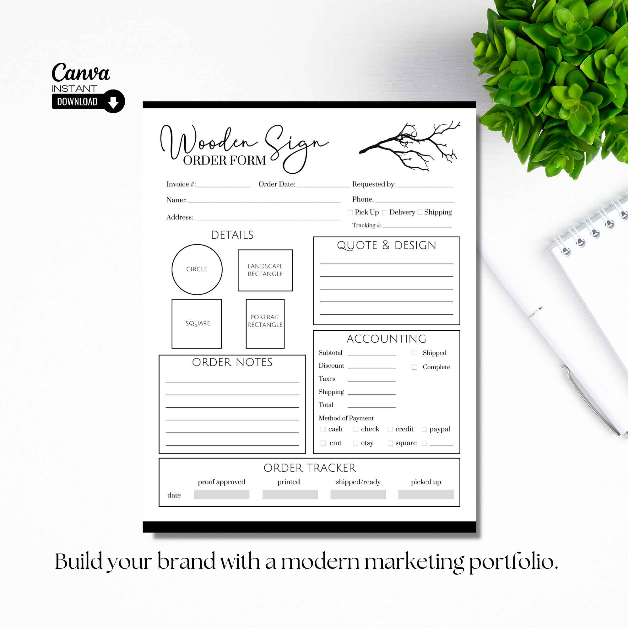 Editable Wooden Sign Order Form, Printable Craft Order Form, Wooden ...