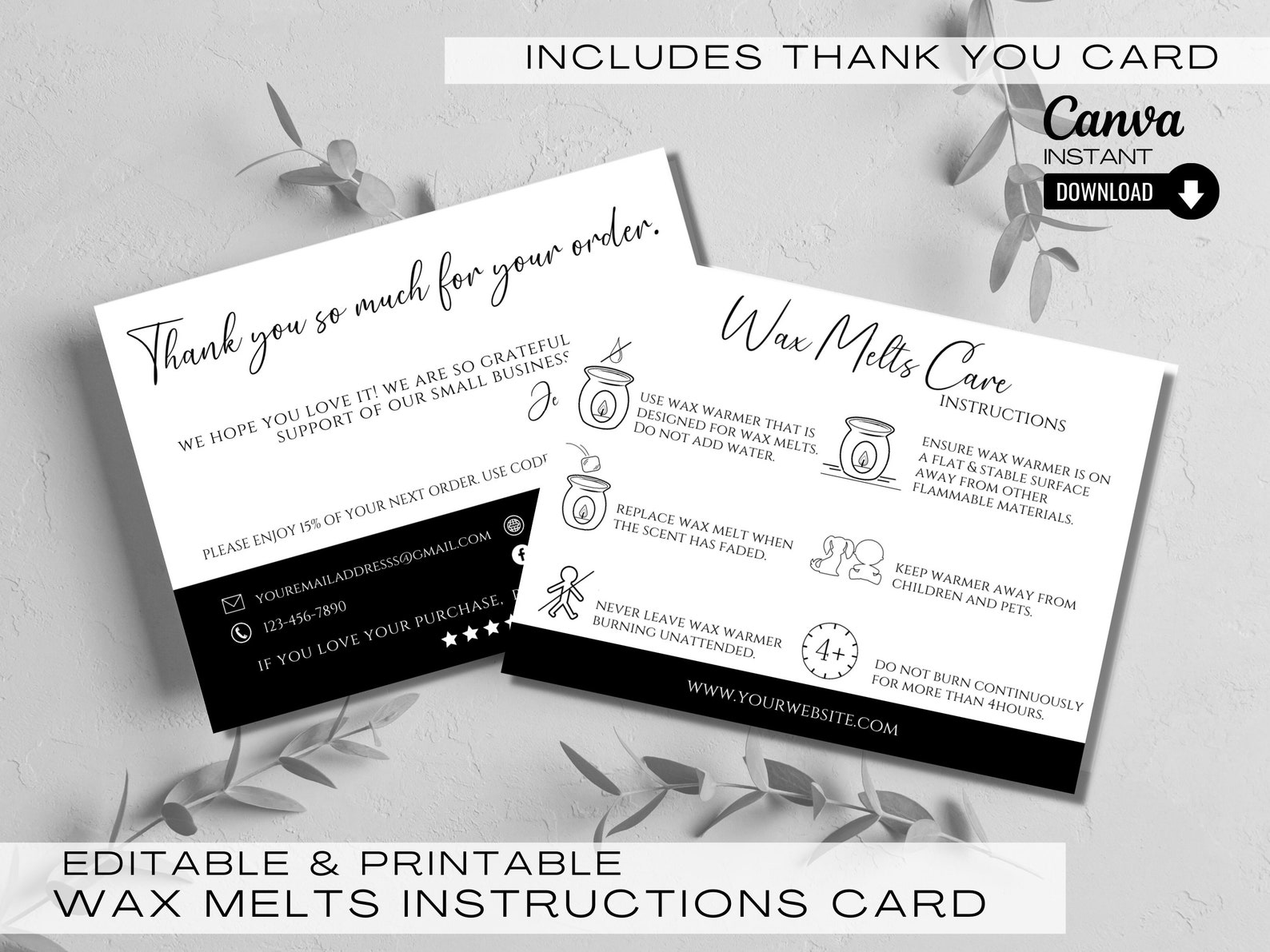 Wax Melt Care Card Template Editable Care Instructions - Etsy