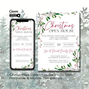 Editable Christmas Open House Invitation: Small Business Template ...