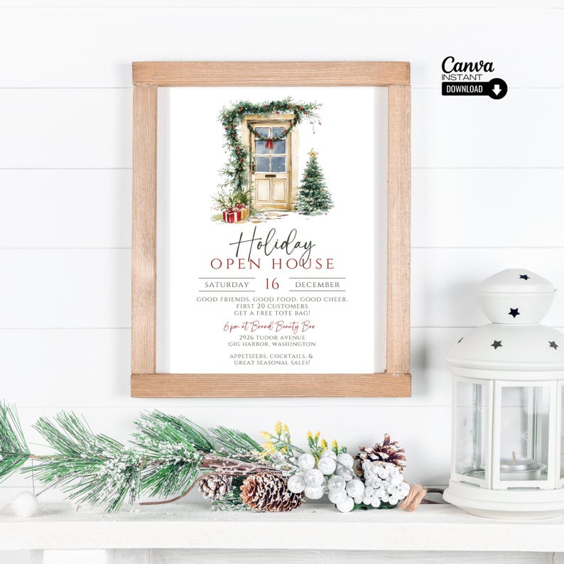 Editable Christmas Open House Invitation Template (digital Download) - Etsy