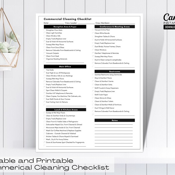 Cleaning Check List Template - Etsy