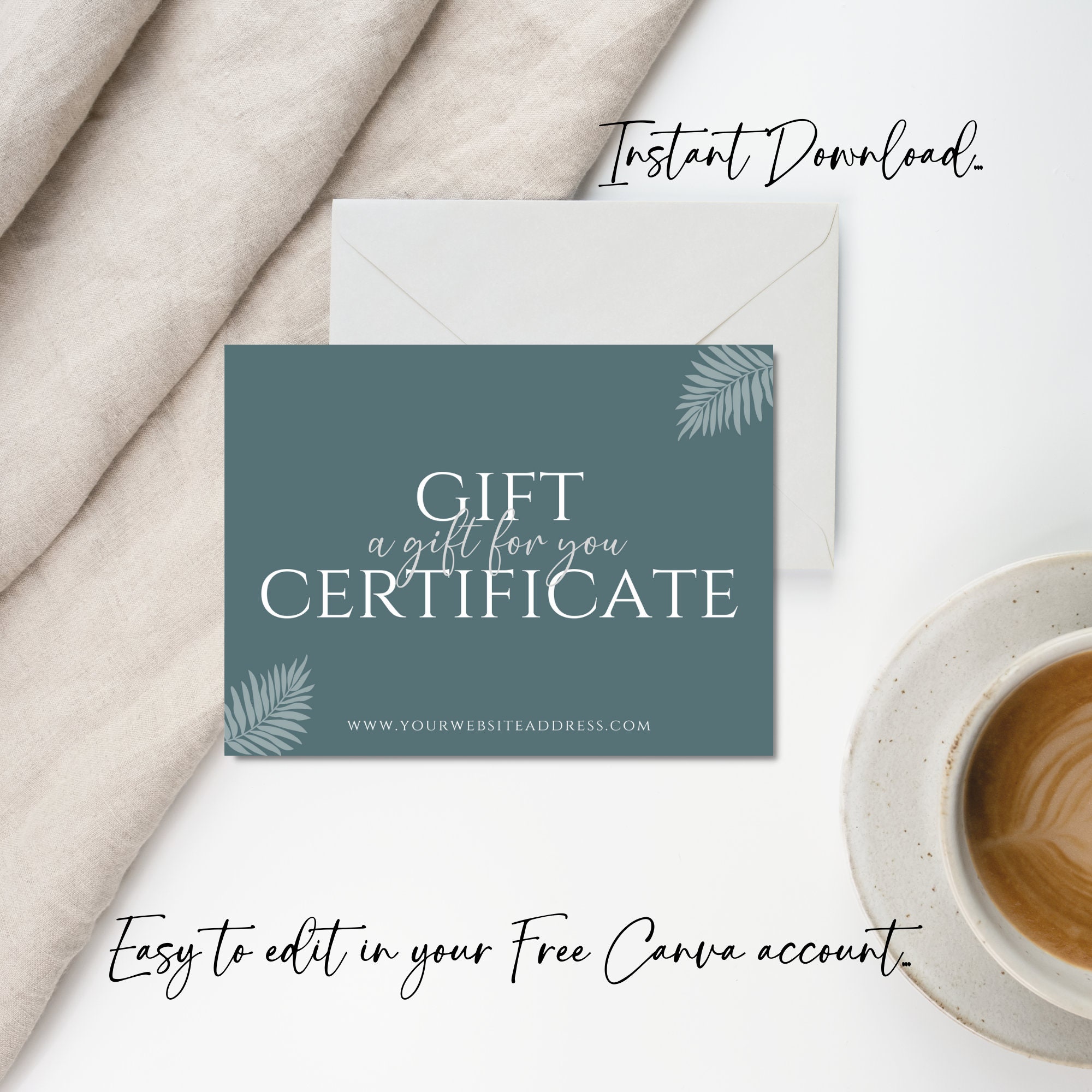 Modern Gift Certificate Template: Printable, Editable in Canva (instant ...