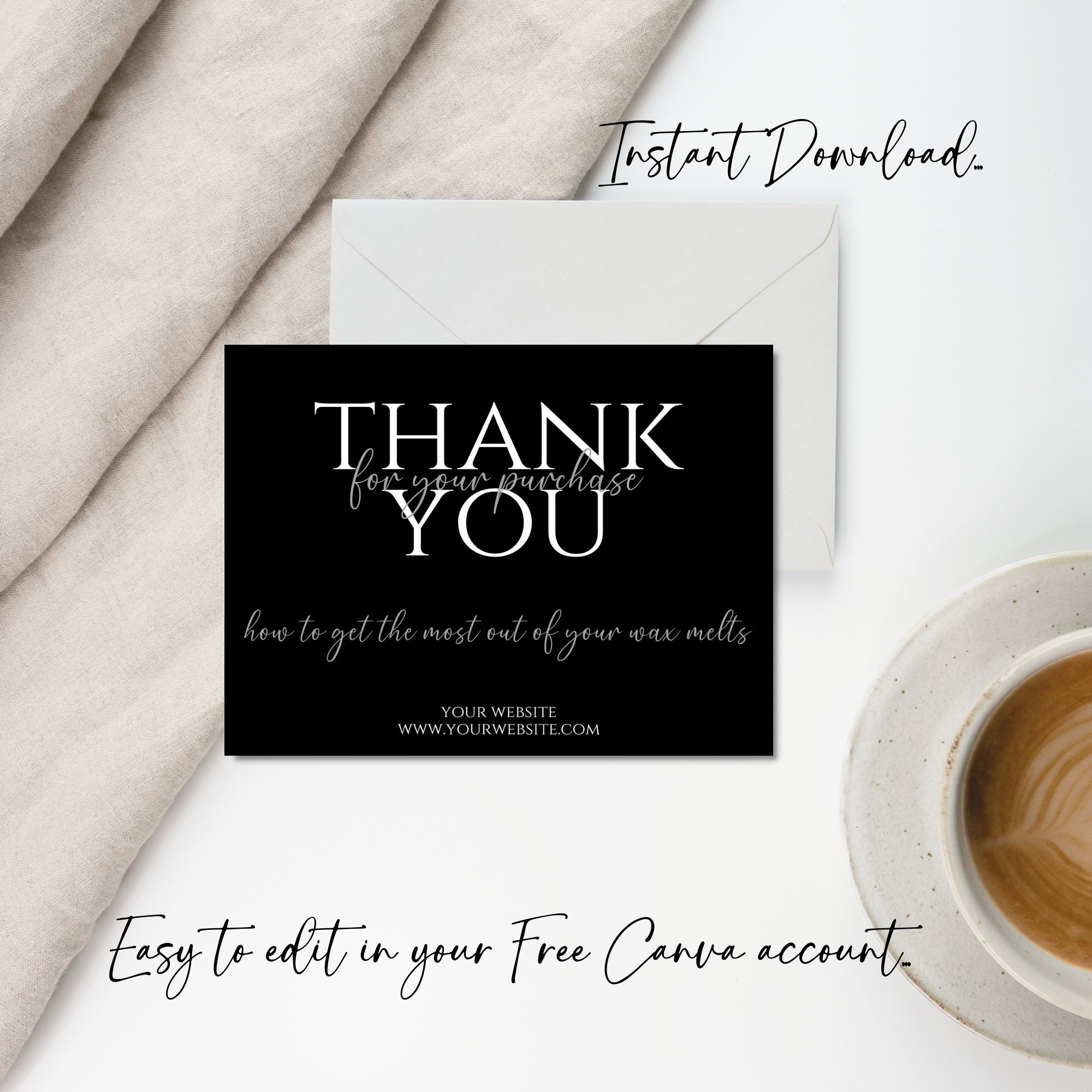 Wax Melt Care Card Template: Editable Instructions, Thank You (canva ...