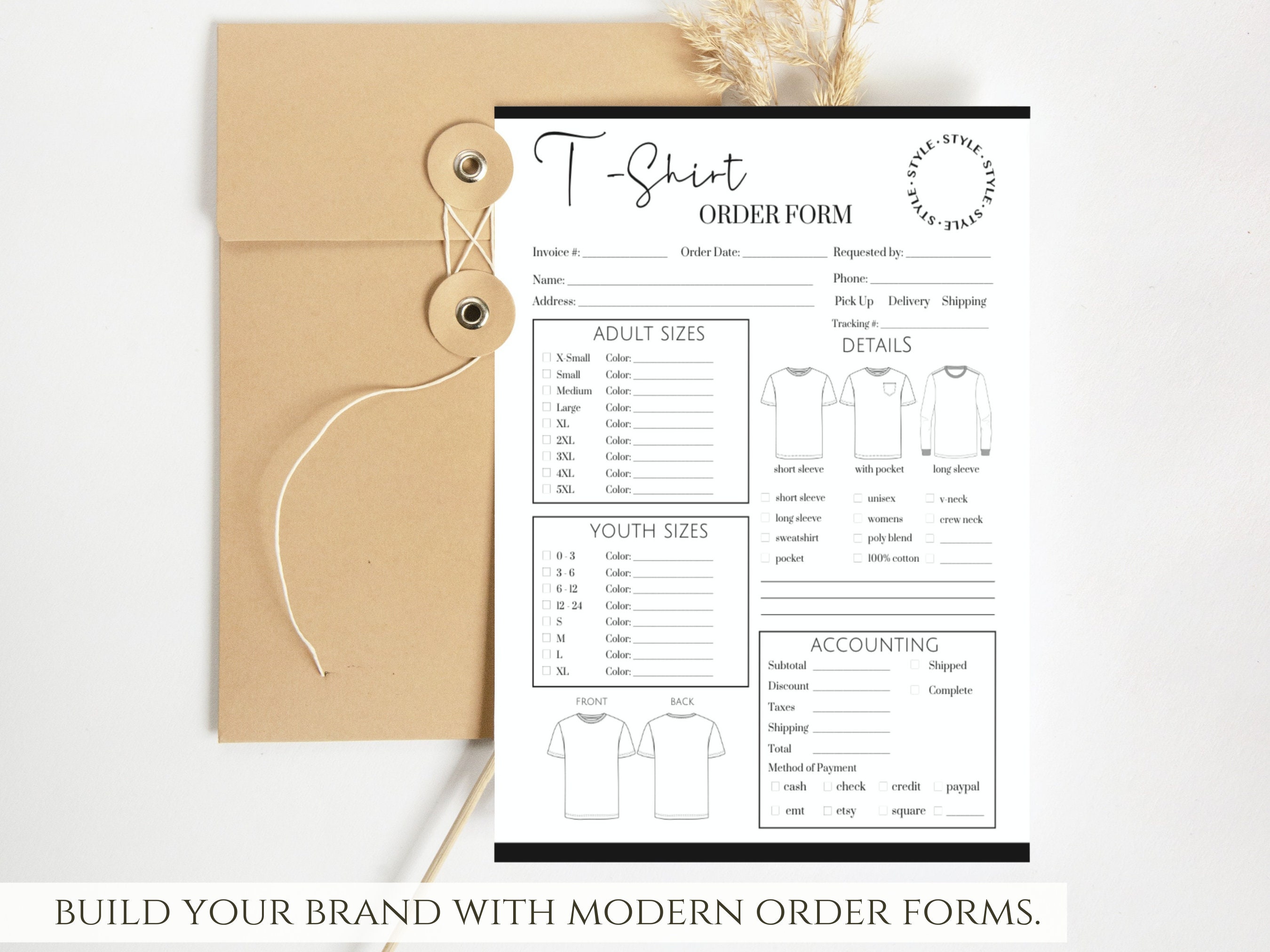 Editable T-shirt Custom Order Form Printable Apparel Order - Etsy