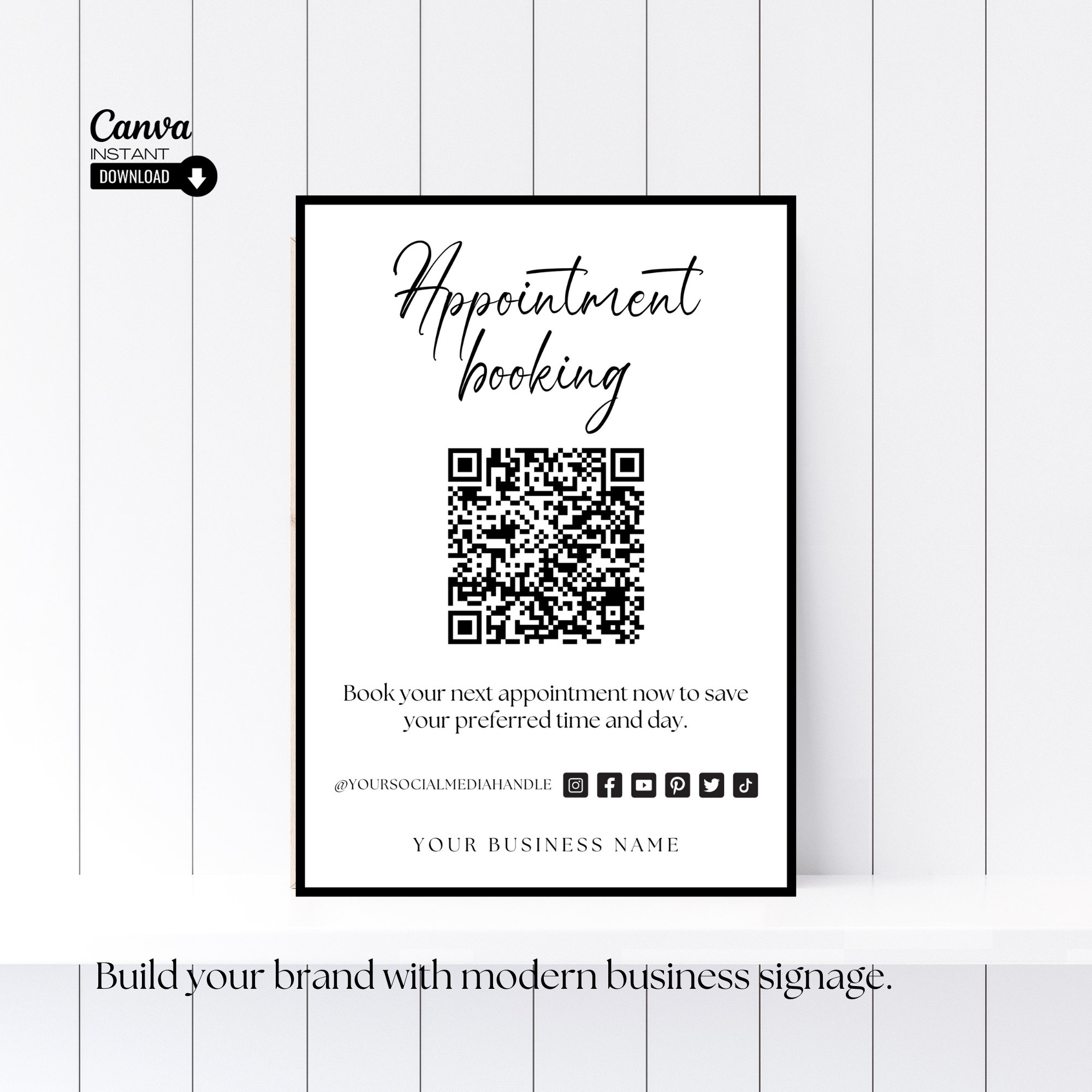 Scan to Book Sign: Editable Appointment QR Code Template (canva) - Etsy