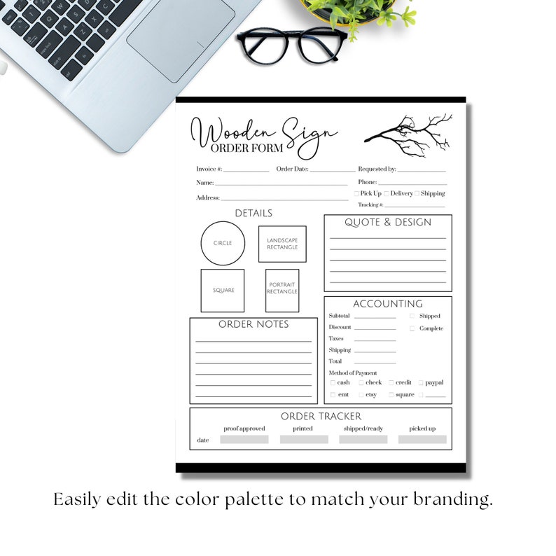 Editable Wooden Sign Order Form, Printable Craft Order Form, Wooden ...