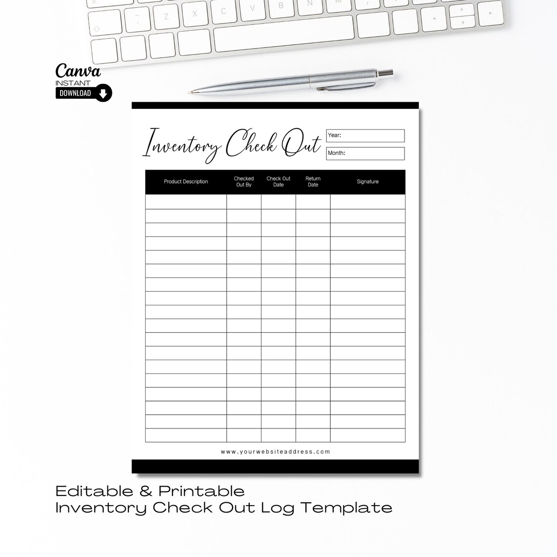 Product Inventory Log Template, Editable Inventory Sheet, Printable ...