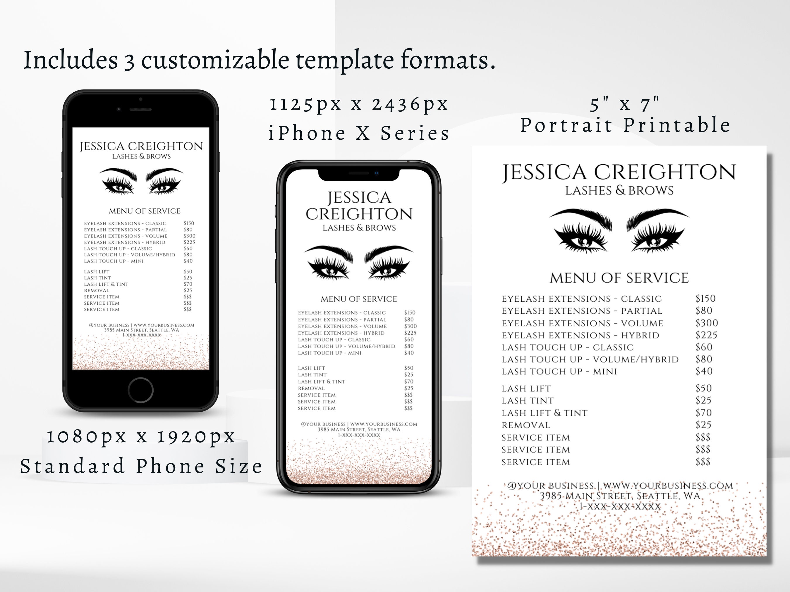 Eyelash Price List Template Eyelash Artist Price Sign Lash - Etsy