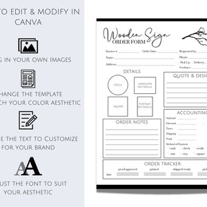Editable Wooden Sign Order Form Printable Craft Order Form - Etsy