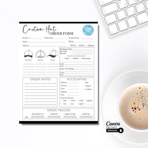 Editable Hat Order Form, Printable Order Form, Hat Order Form Template ...