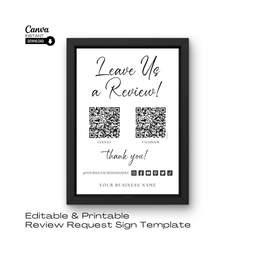 Editable Leave a Review Sign Template, Ask for Review QR Code Sign ... Editable Leave a Review Sign Template, Ask for Review QR Code Sign ...