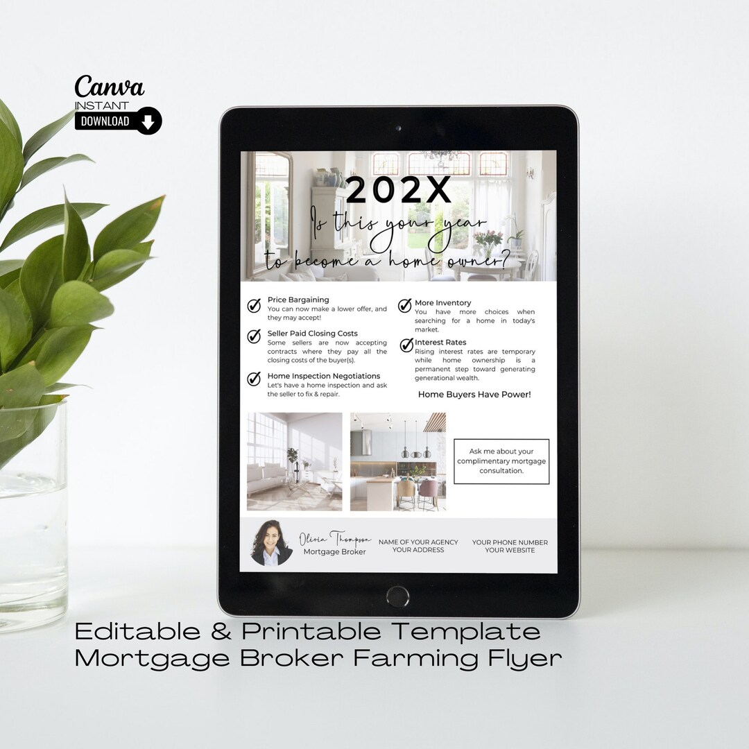 Editable Mortgage Broker Flyer: Real Estate Marketing Template (canva ...