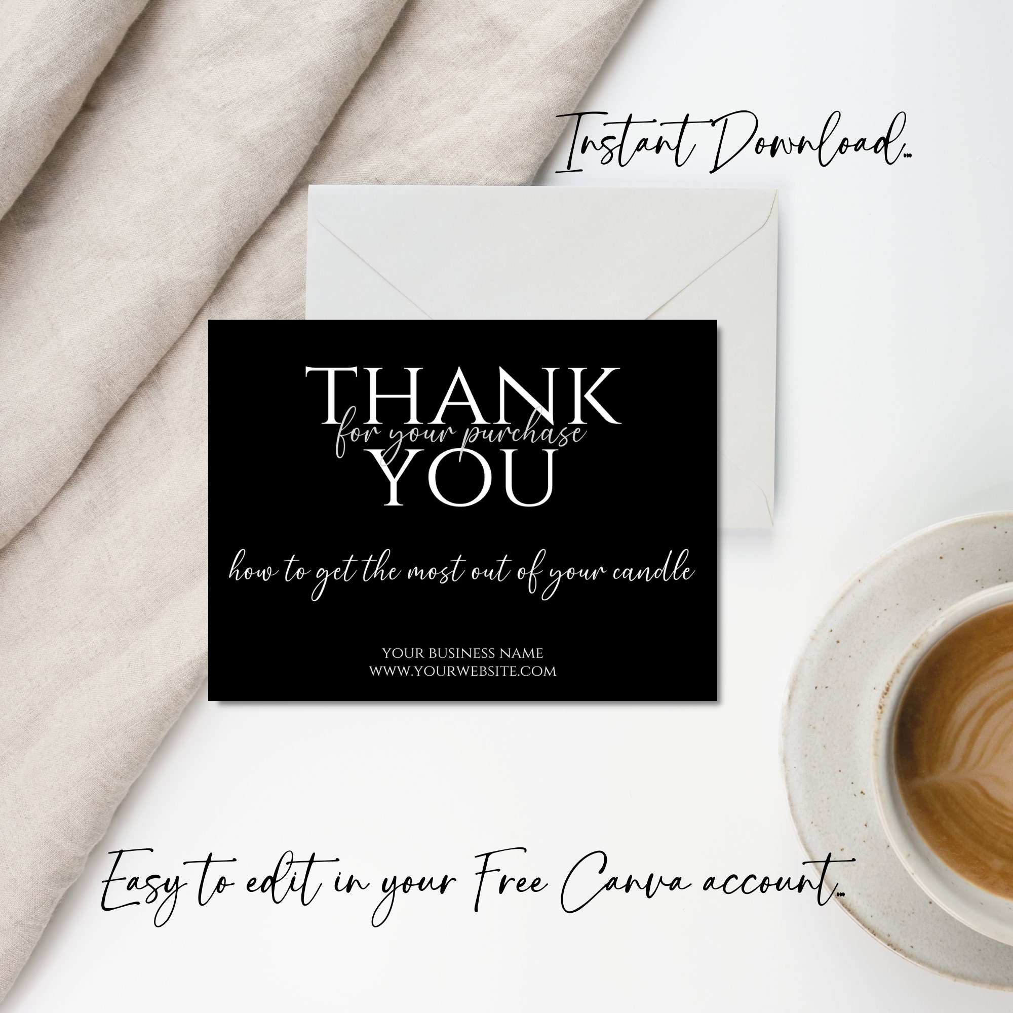 Candle Care Card, Printable Candle Care Instructions, Editable Candle ...