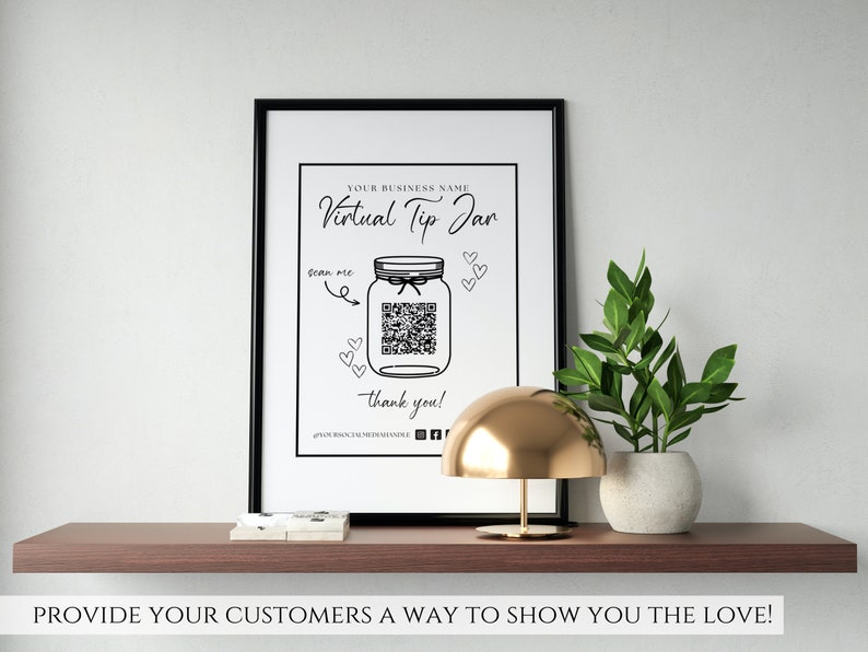 Editable Virtual Tip Jar Sign Template Tip Jar QR Code Sign - Etsy