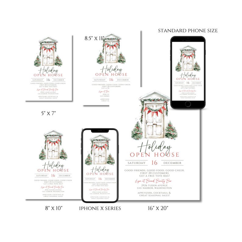 Editable Christmas Open House Invitation Template, Printable Small ...