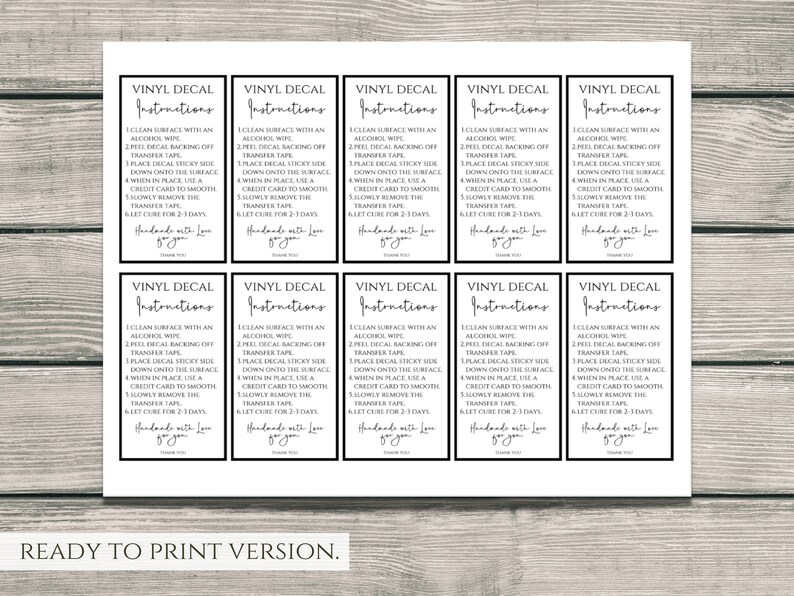 Decal Instructions Printable Decal Application Instructions - Etsy