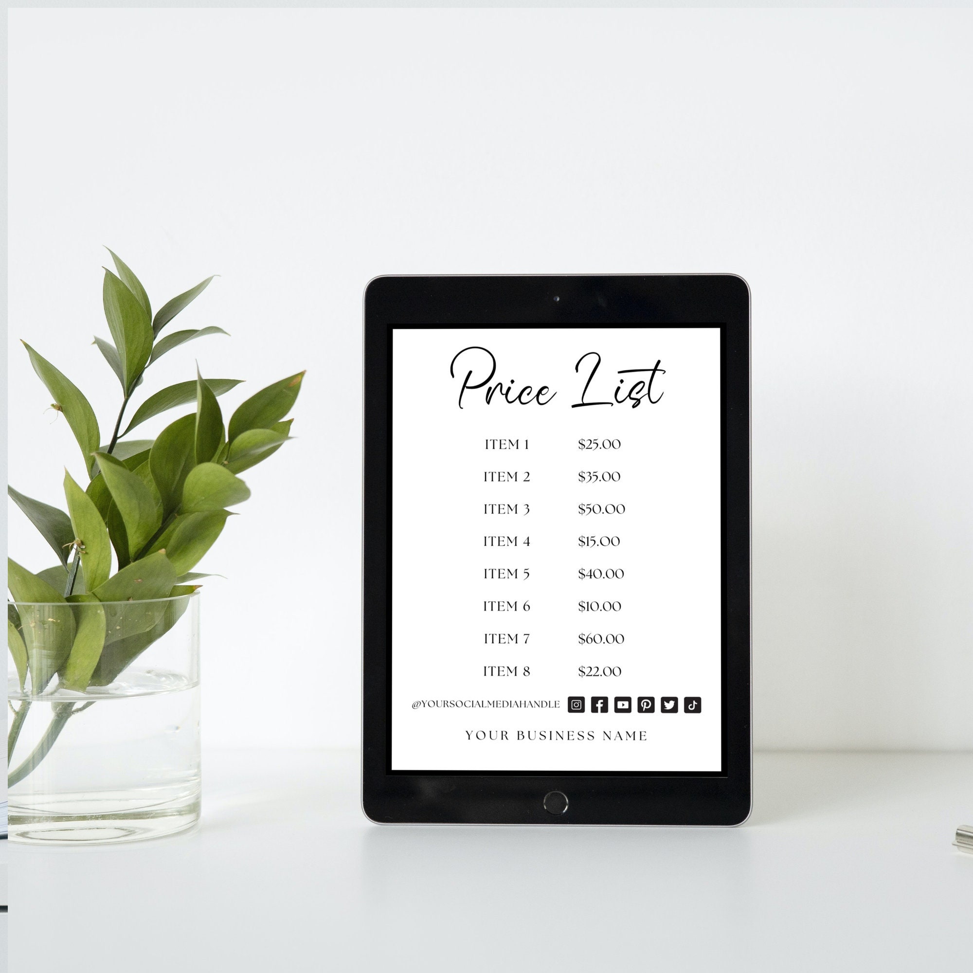 Editable Price List Sign Template, Printable Price List Template, Small ...
