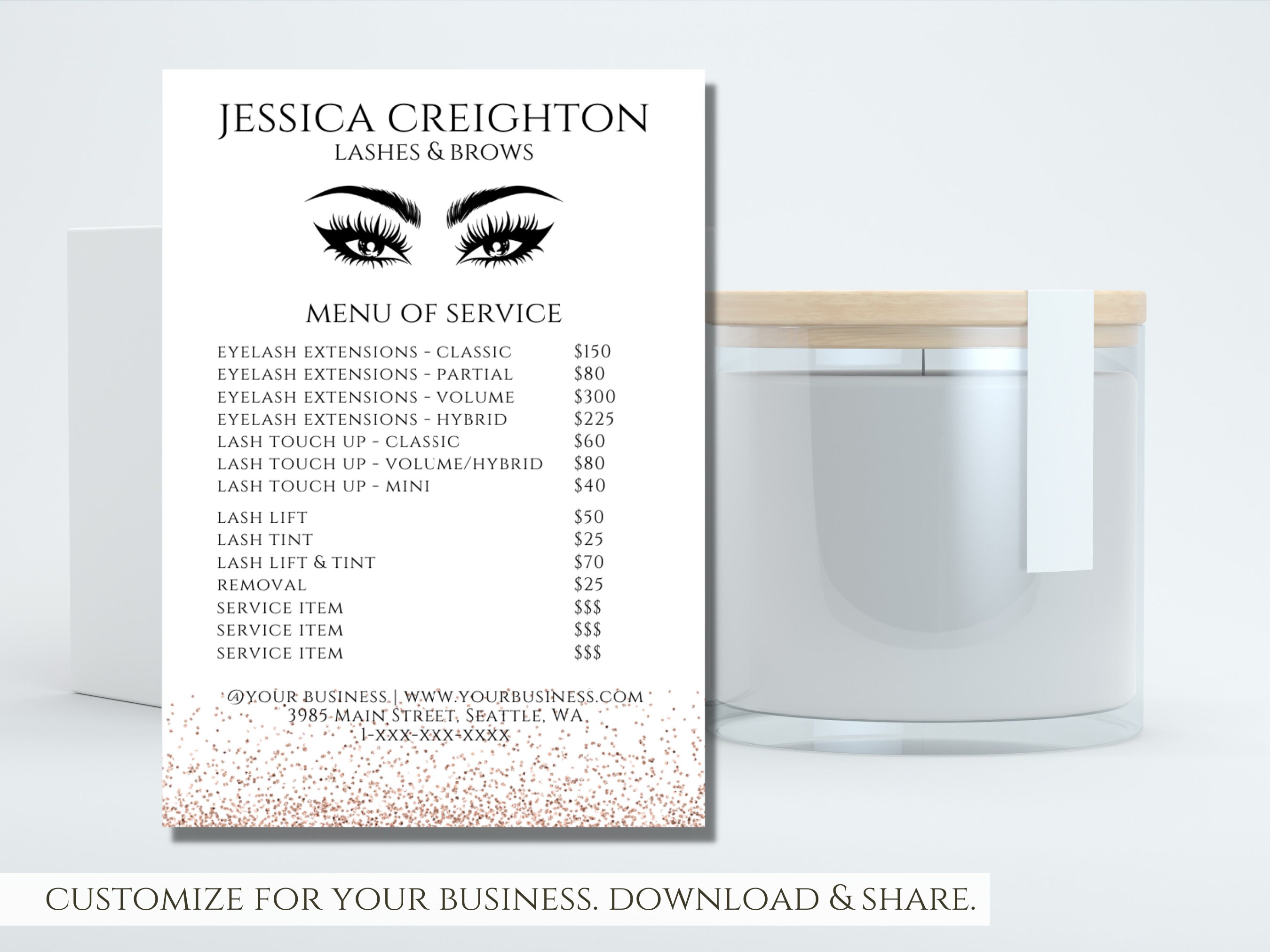 Eyelash Price List Template Eyelash Artist Price Sign Lash - Etsy