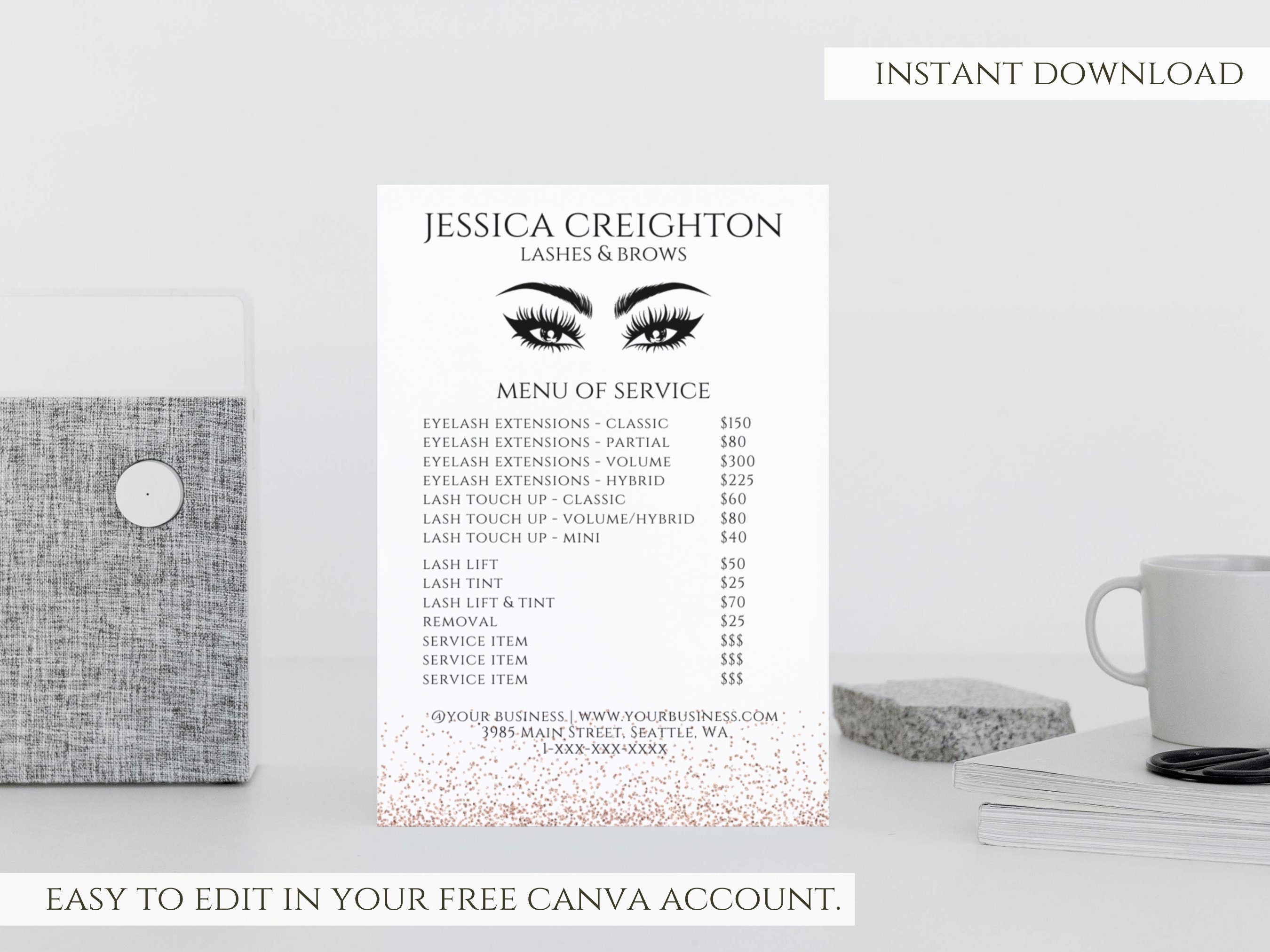 Eyelash Price List Template Eyelash Artist Price Sign Lash - Etsy