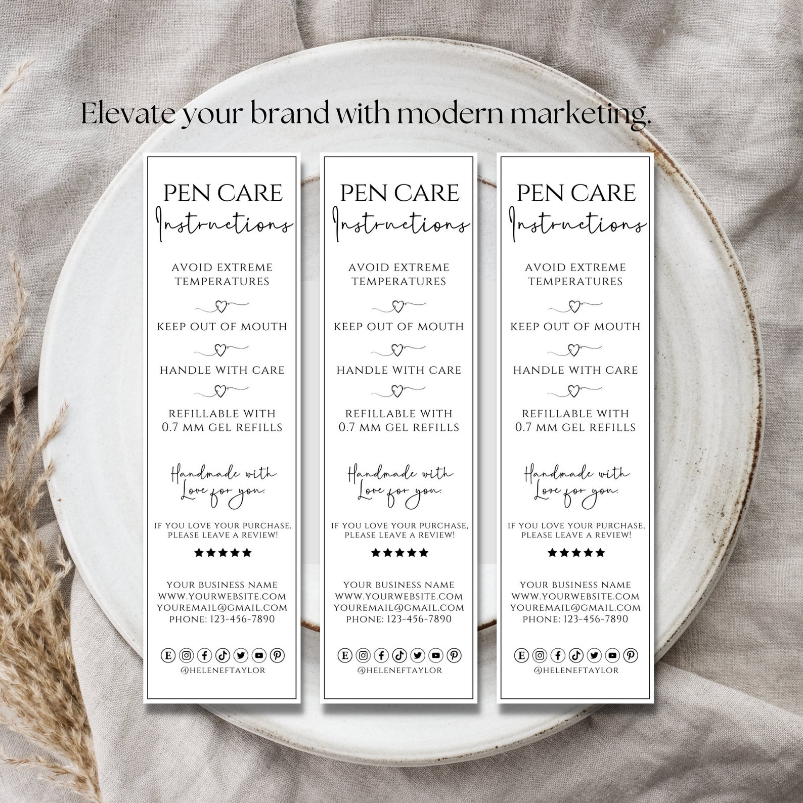 Editable Pen Care Instructions, Printable Epoxy Pen Care Card, Pen ...