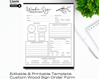 Wooden Sign Order Form Template Printable Craft Sign Order Form ...