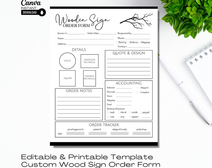 Wooden Sign Order Form Template Printable Craft Sign Order Form ...